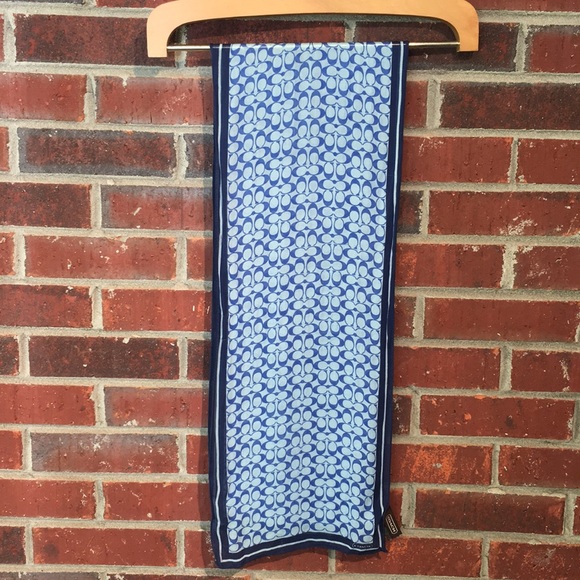 Coach | Accessories | Coach Signature Silk Scarf Blue | Poshmark